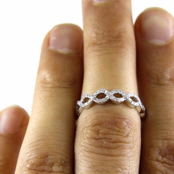Jewelry | Diamond Weave Pave Ladys Ring Band 14k Wg 25ct | Poshmark